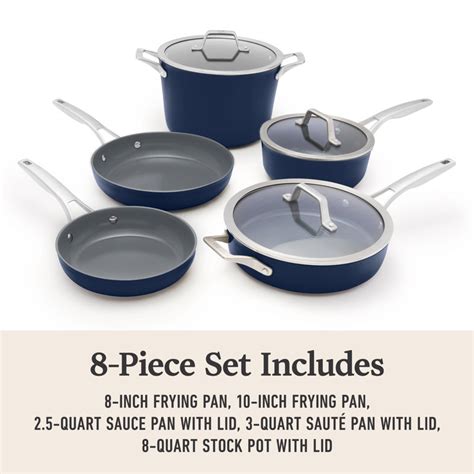 Calphalon Premier Ceramic Nonstick 8 Piece Cookware Set Midnight Blue