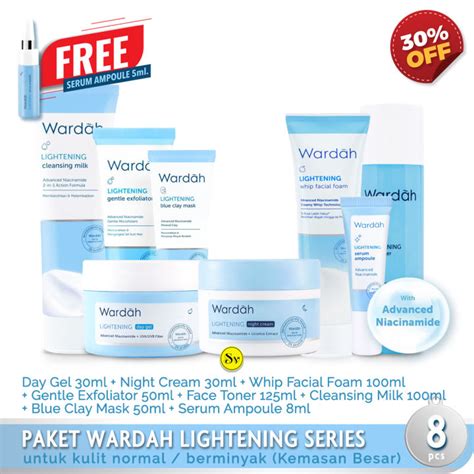 Paket Wardah Lightening For Normal Oily Skins FREE SERUM AMPOULE