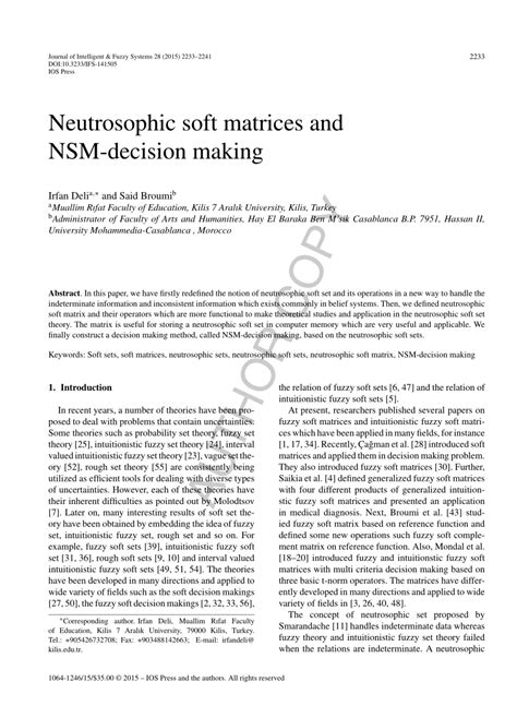 pdf neutrosophic soft matrices and nsm decision making