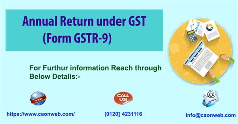 Annual Return Under Gst Form Gstr 9 Caonweb