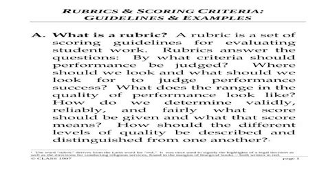 Pdf Rubrics Scoring Criteria Guidelines Examples Dokumentips