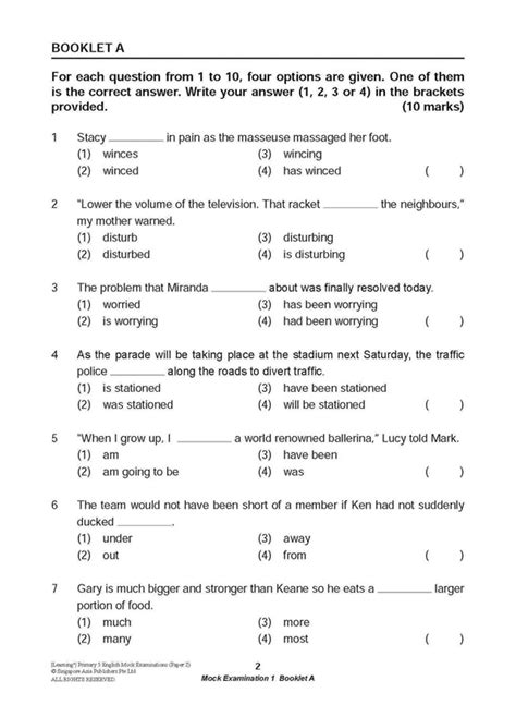 Primary English Mock Examinations OpenSchoolbag