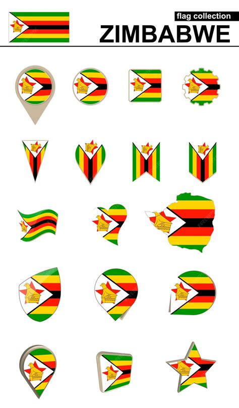 Premium Vector Zimbabwe Flag Collection Big Set For Design