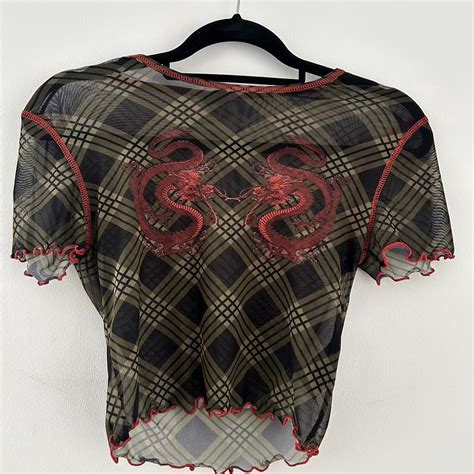 Urban Outfitters Red Dragon Mesh Top Size Small Depop