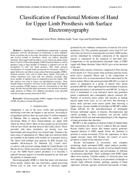 pdf classification of functional motions of hand for upper limb