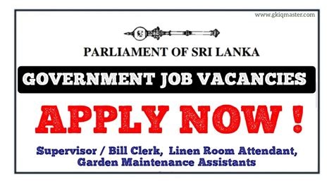 Sri Lanka Parliament Job Vacancies 2025 Master