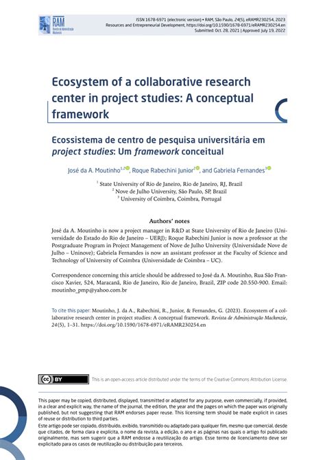 Pdf Ecosystem Of A Collaborative Research Centre In Project Studies