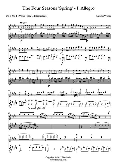 The Four Seasons Spring I Allegro Easyintermediate Level