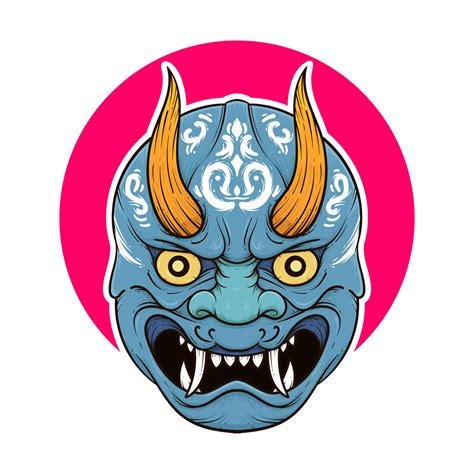 The Traditional Japanese Demon Oni Mask Illustration 35300364 Vector