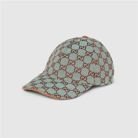 Gg Canvas Baseball Hat In Pale Blue And Brown Gucci® Us