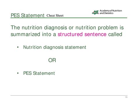 Pes Statement Cheat Sheet Cheat Sheet Nutrition Docsity