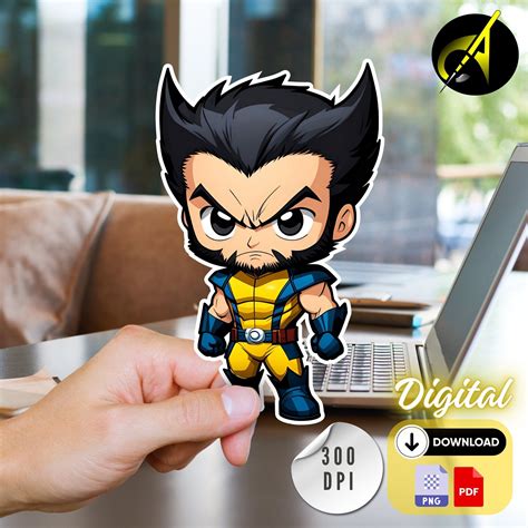 Chibi Wolverine Digital Clipart Cute Marvel Hero Art Wolverine Superhero Clipart Wolverine Png