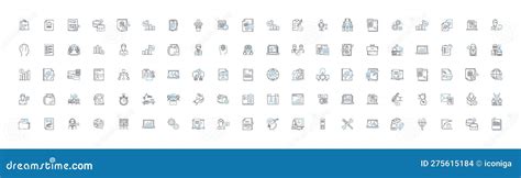 Data Mining Line Icons Collection Extraction Analysis Patterns