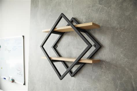 ᐉ Полиця на стіну Ромб з дерева та металу 42х42х13 см Ml 3 • Краща ціна в Києві Україні