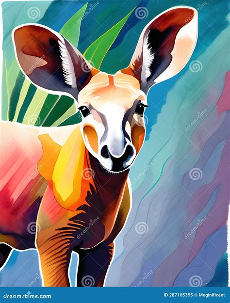 Watercolor Aadvark Portrait 3 Stock Illustration Illustration Of