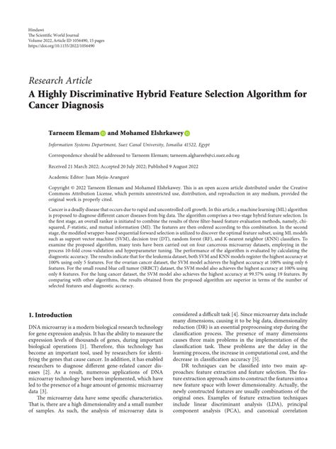 pdf a highly discriminative hybrid feature selection algorithm for