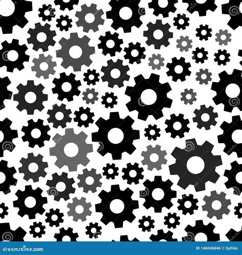 Geometric Seamless Pattern With Black Gears Vector Stock Illustration Illustration Of Pinion