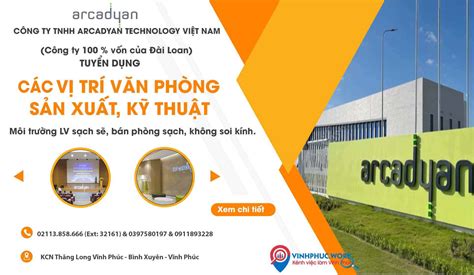 Công ty TNHH Arcadyan Technology Việt Nam Tuyển dụng Nhiều Vị trí đầu