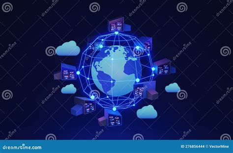 Global Data Centers And Digital Network Connection 3d Illustration