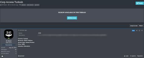 A Threat Actor Allegedly Is Selling Access To An Unidentified Turkish