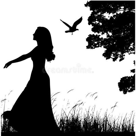 A Beautiful Woman And Nature Silhouette Vector Stock Vector