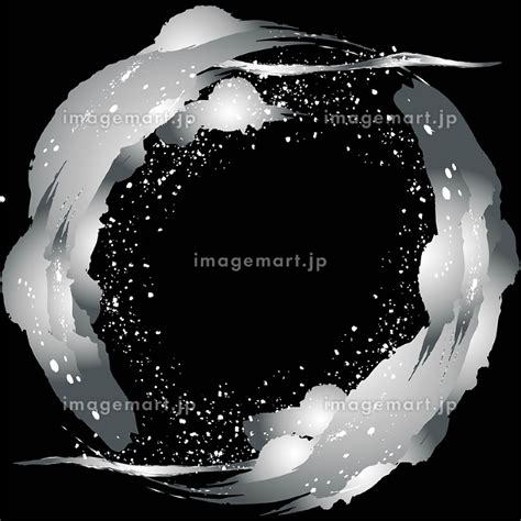 黒い背景の絵筆で描いたような銀色のフレームのイラスト素材 209388531 イメージマート
