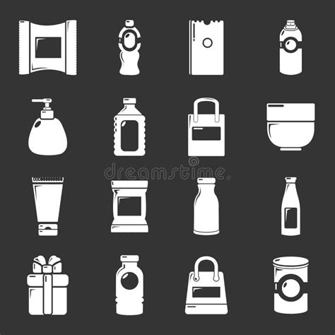Vector Gris Fijado Iconos De La Tienda De La Tienda De Packagiong