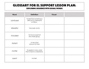 Glossary Exploring Sequence With Signal Words Worksheet Education