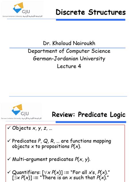 Cs 201 Lecture 4 Quantifiers Pdf Syntax Logic Mathematics