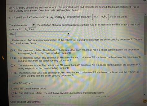 solved let a b and c be arbitrary matrices for which the