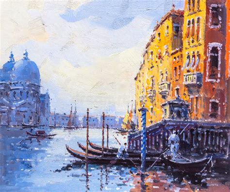 Pintura Al óleo Venecia Italia Stock de ilustración Ilustración de