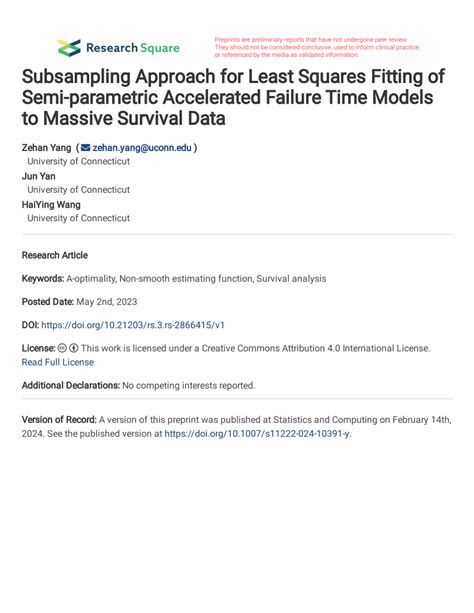 pdf subsampling approach for least squares fitting of semi parametric