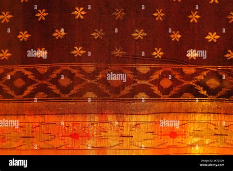 Handmade Indian Sari Saree With Golden Details Woman Wear On