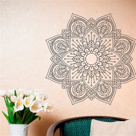 Mandala Wall Decal Flower Namaste Vinyl Sticker Art Decor Etsy