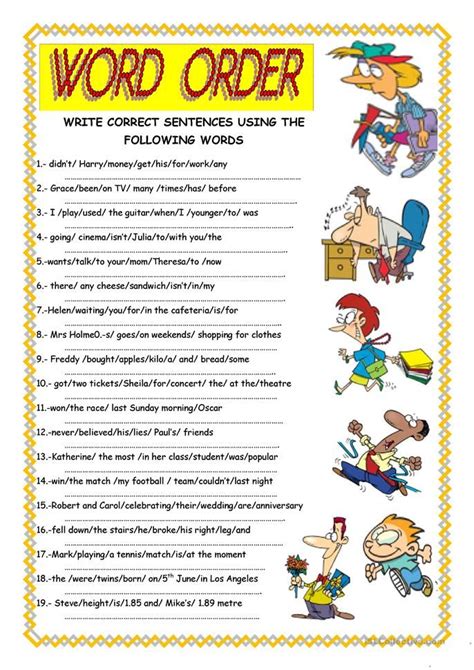 Word Order Worksheet