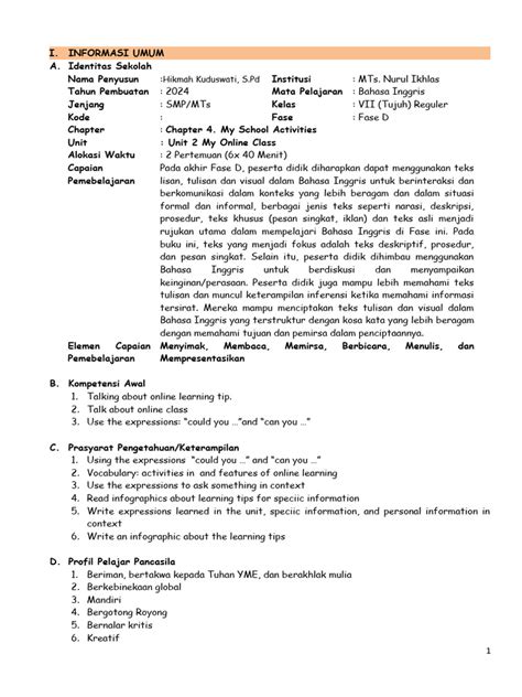 Modul Ajar Chapter 4 Unit 2 Pertemuan 3 4 Pdf