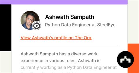 Ashwath Sampath Python Data Engineer At Steeleye The Org
