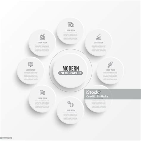3d 종이 레이블 통합 된 원형 벡터 Infographic 템플릿 8 옵션 비즈니스 개념입니다 콘텐츠 다이어그램 순서도 단계