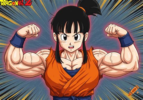 Anime Image Of Chi Chi From Dragon Ball Z Flexing Her Large Arm Muscles