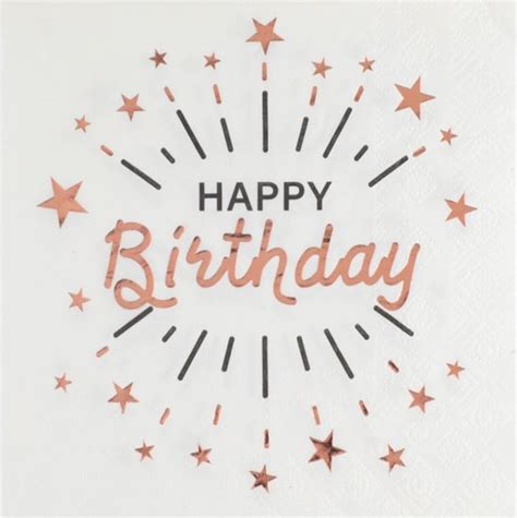 Santex Verjaardag Feest Servetten Happy Birthday 10x Rose Goud 33