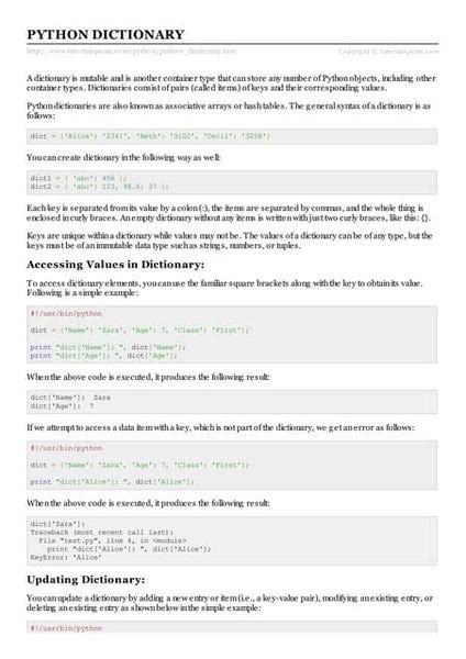 Python Dictionary Ppt