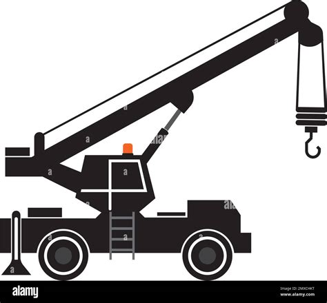 Crane Truck Vector Icon Illustration Logo Design Construction Vehicle