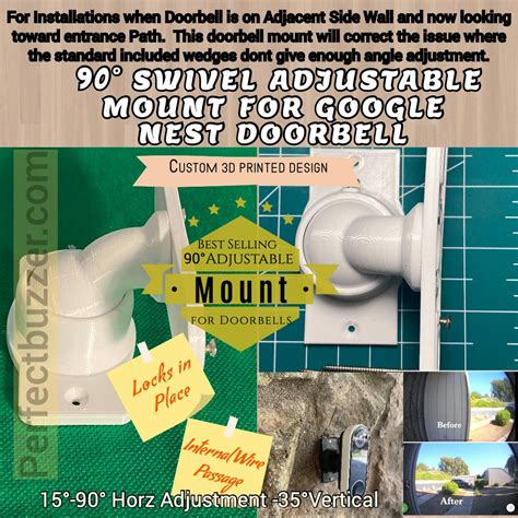 Google Nest Hello Doorbell Degree Swivel Mount Adjustable Tilting Bracket Can Rotate From