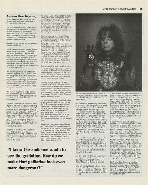 Music Revue October 2002 Alice Cooper Echive