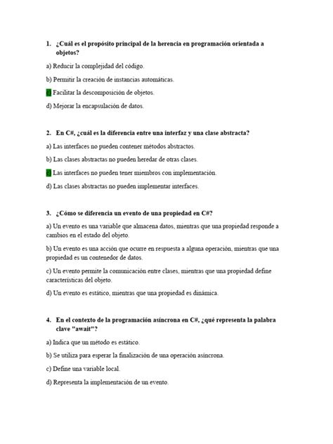 C Examen Descargar Gratis Pdf Objeto Informática C Sharp