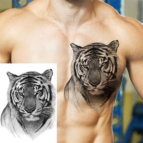 Tribal Tiger Chest Tattoos For Men