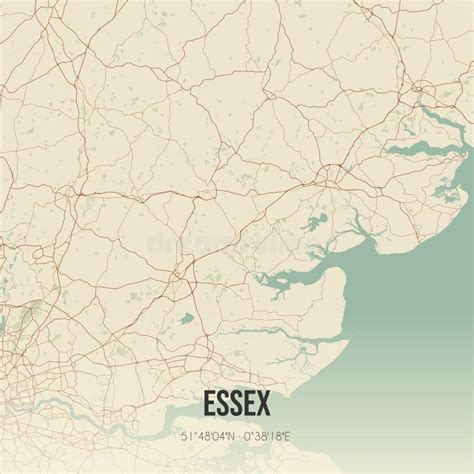 Retro Uk Map Of Essex Vintage Street Map Stock Illustration