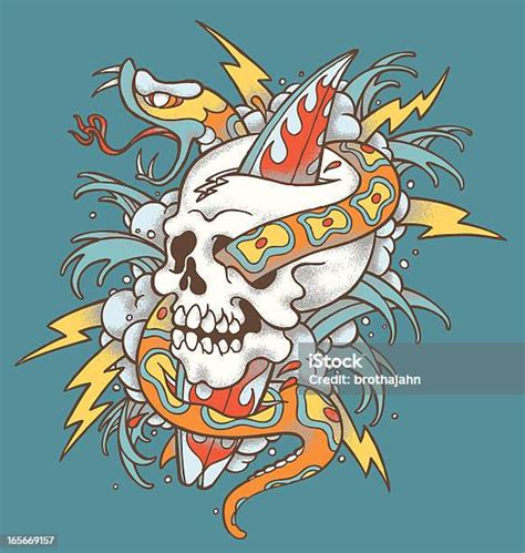 서핑 Madness 문신 문신에 대한 스톡 벡터 아트 및 기타 이미지 문신 예술 일러스트레이션 Istock