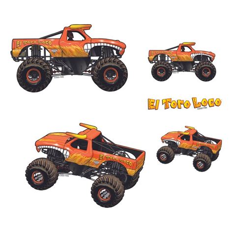 Sheet Of 5 El Toro Loco Minis Monster Jam Removable Adhesive Decal