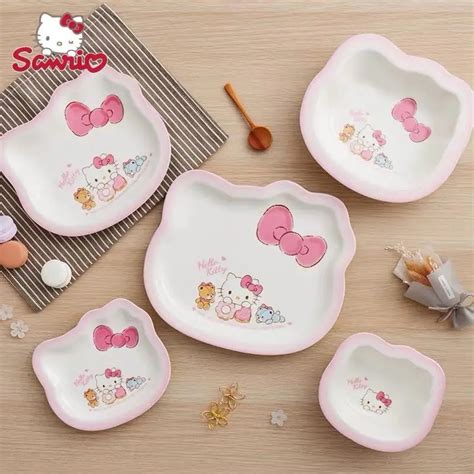 Hello Kitty Tableware Head Shape Lovely Pink Plates Hello Kitty Camp